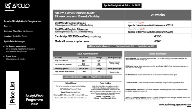 Apollo Price List 2022 - Study&Work - Price List | PDF