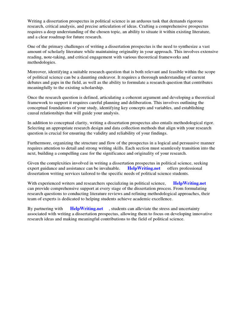 Dissertation Prospectus Political Science | PDF | Thesis | Science