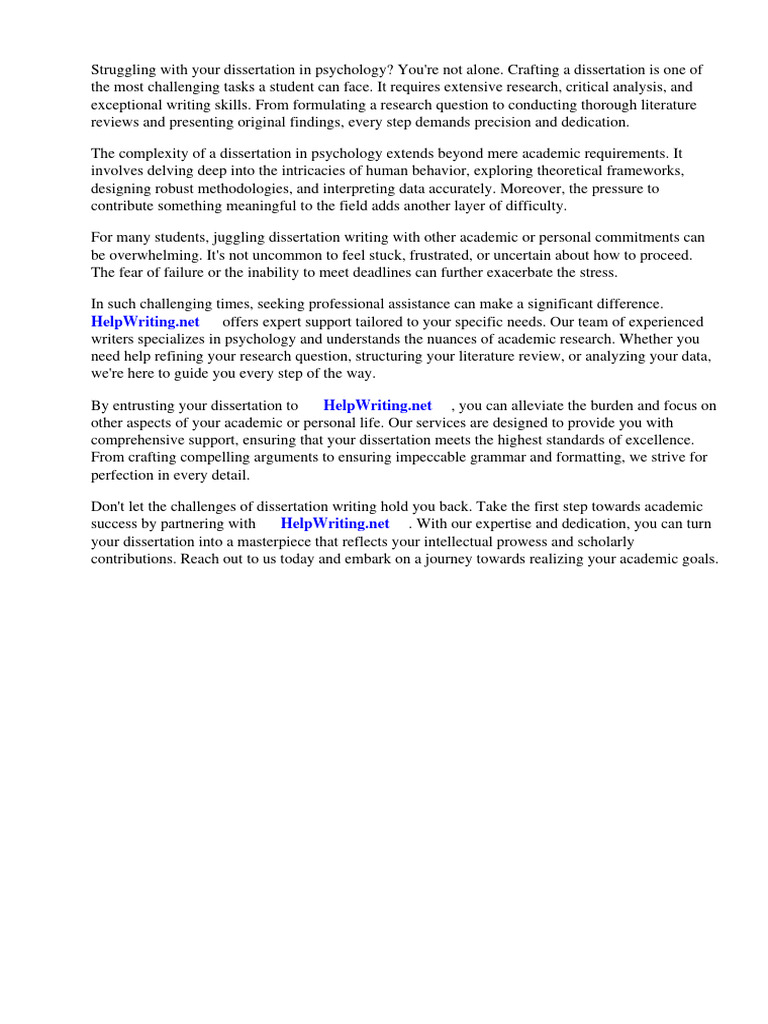 Example Dissertation Psychology | PDF | Psychology | Thesis
