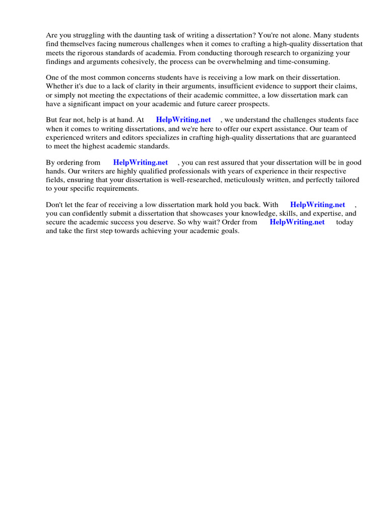 Low Dissertation Mark | PDF
