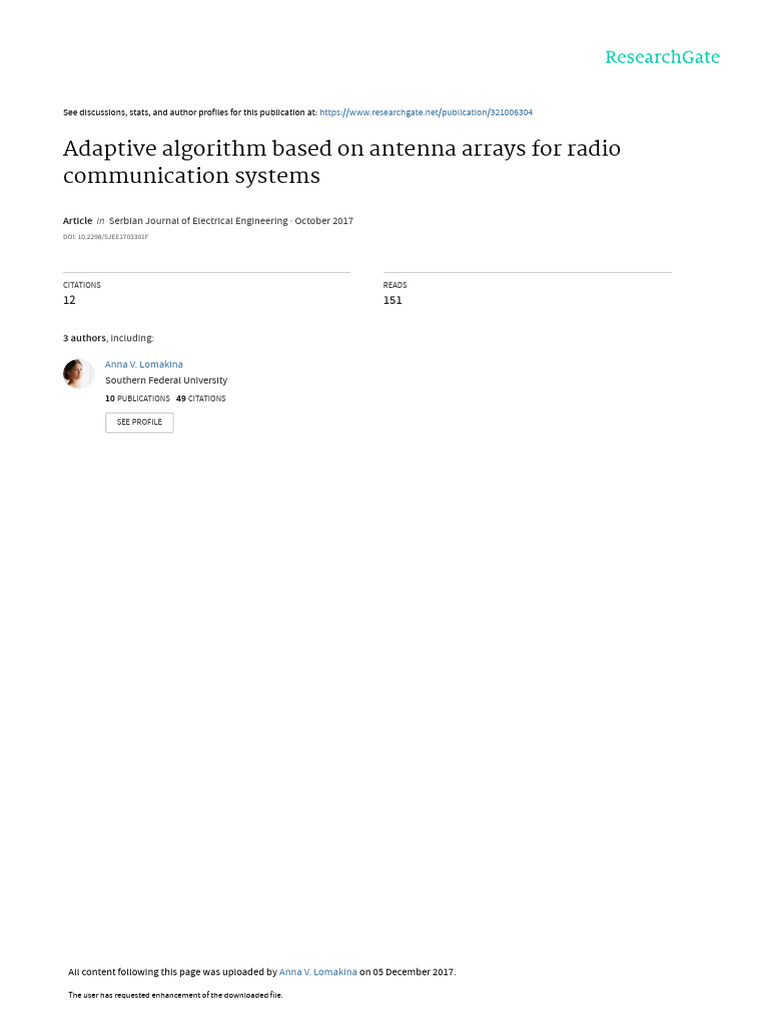 Adaptive Algorithm Based On Antenna Arrays For Rad | PDF | Mimo | Orthogonal Frequency Division ...