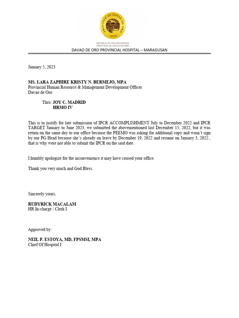 Letter For Justify | PDF