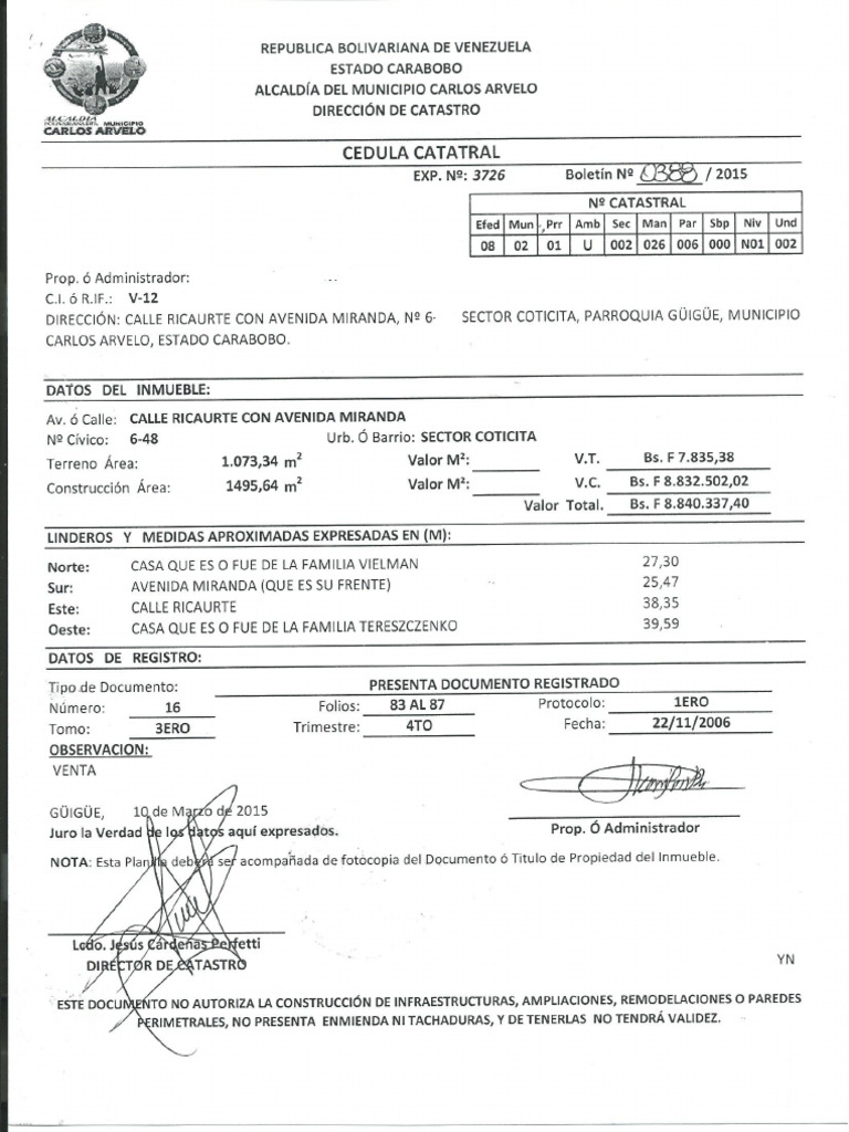 Cedula Catastral Guigue | PDF