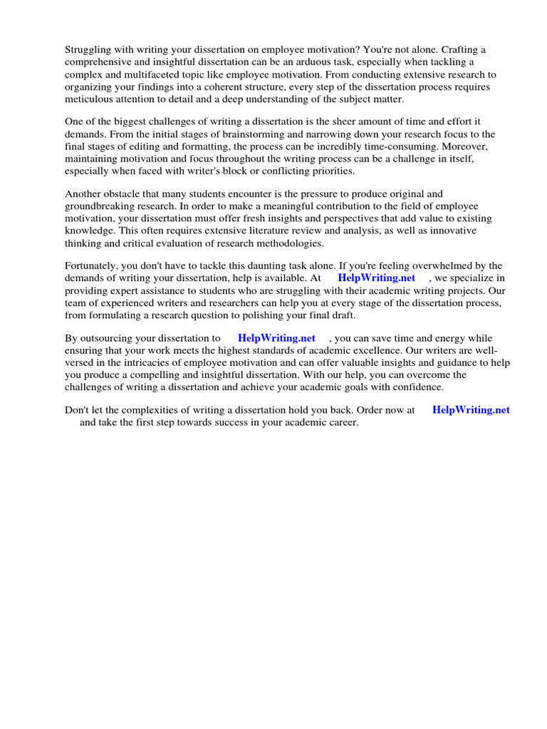 Dissertation Report On Employee Motivation | Download Free PDF ...