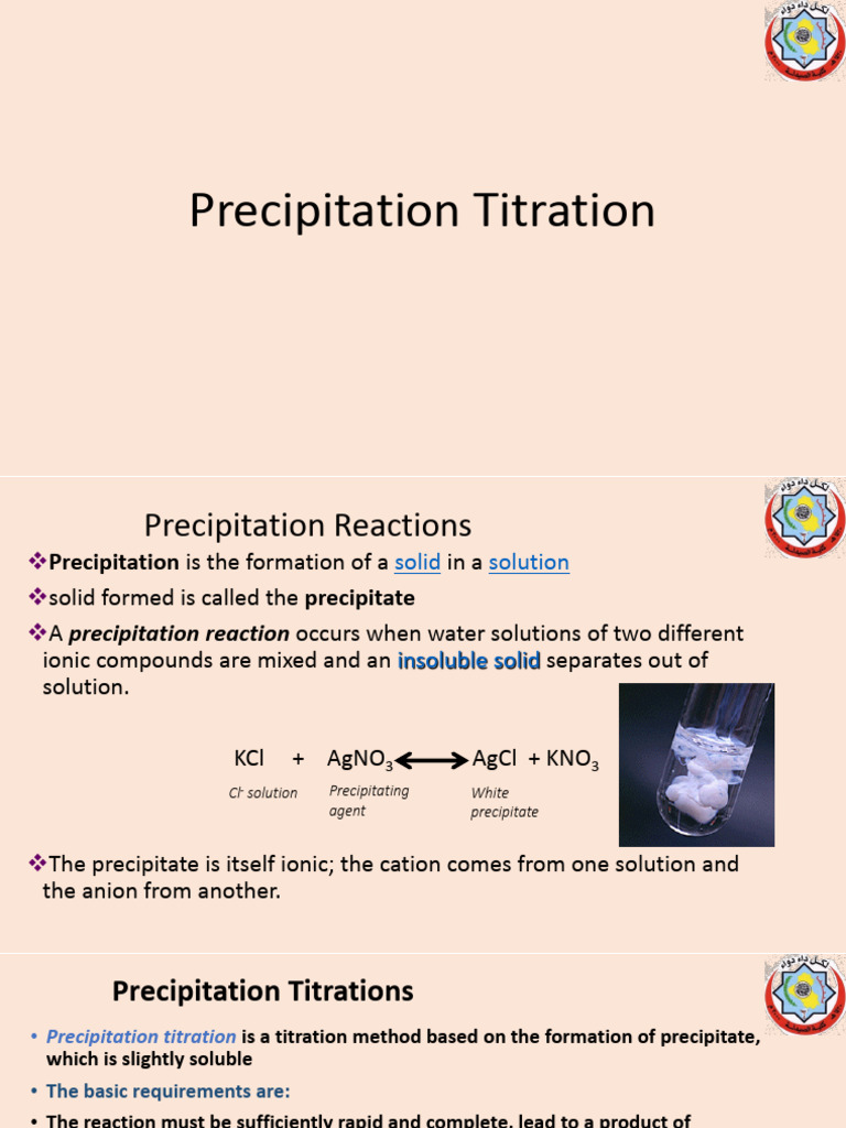 Precipitation Titration | PDF | Precipitation (Chemistry) | Chemical ...