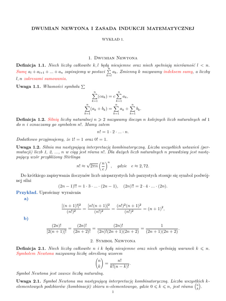 Indukcja Matematyczna 1 | PDF