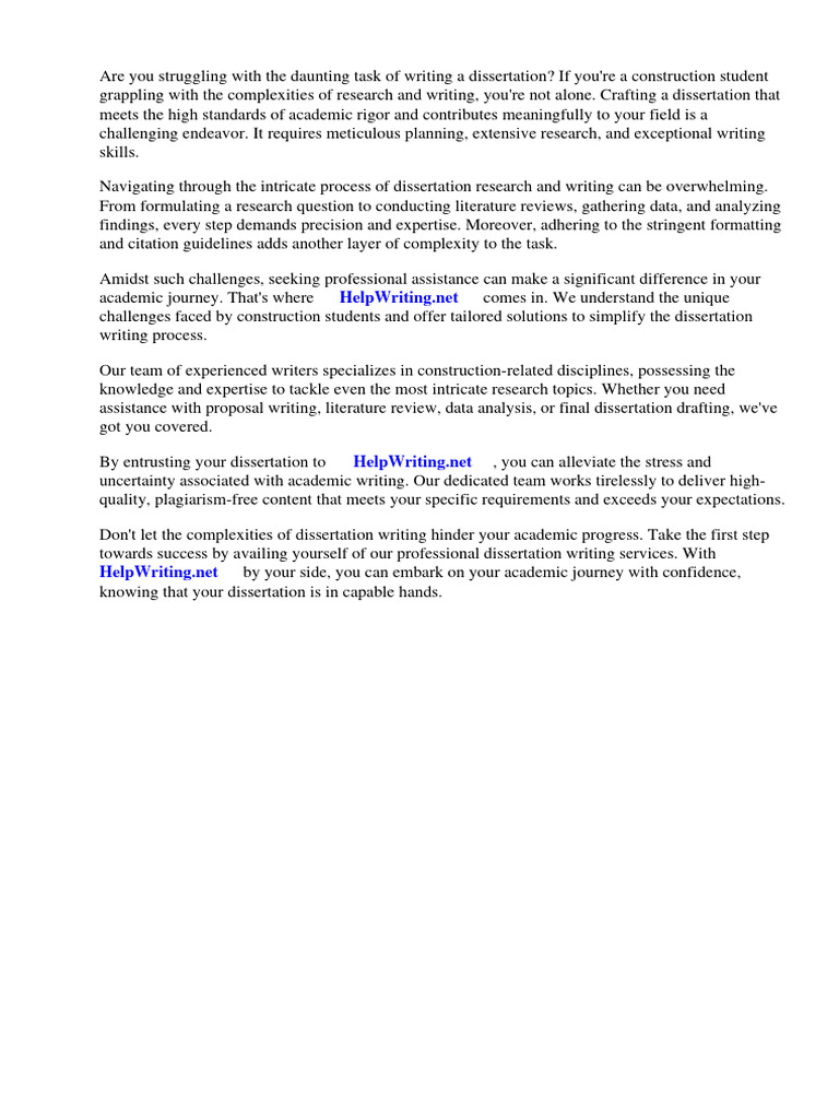 Construction Dissertation Help | PDF | Thesis | Written Communication