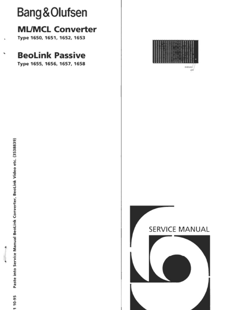 Bang Olufsen MCL Converter Service Manual | PDF