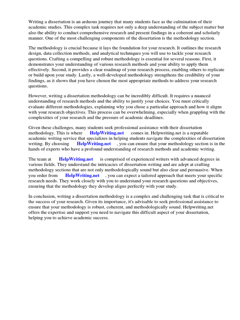 Writing Dissertation Methodology Example | Download Free PDF ...
