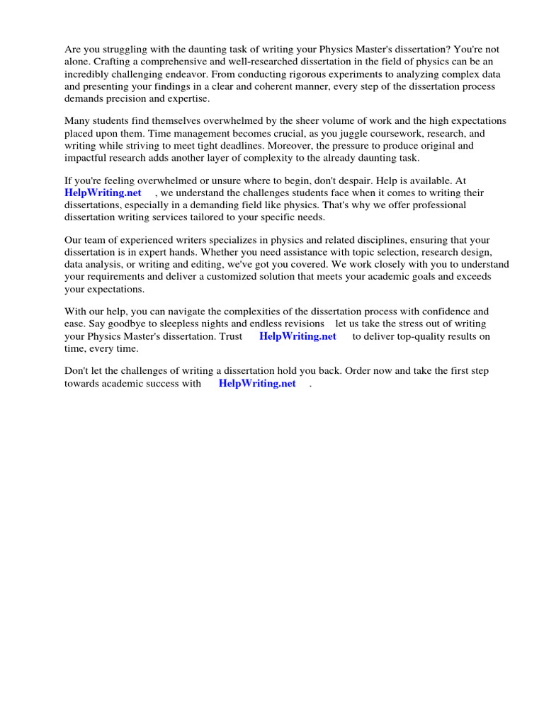 Physics Masters Dissertation Example | PDF | Thesis | Theory