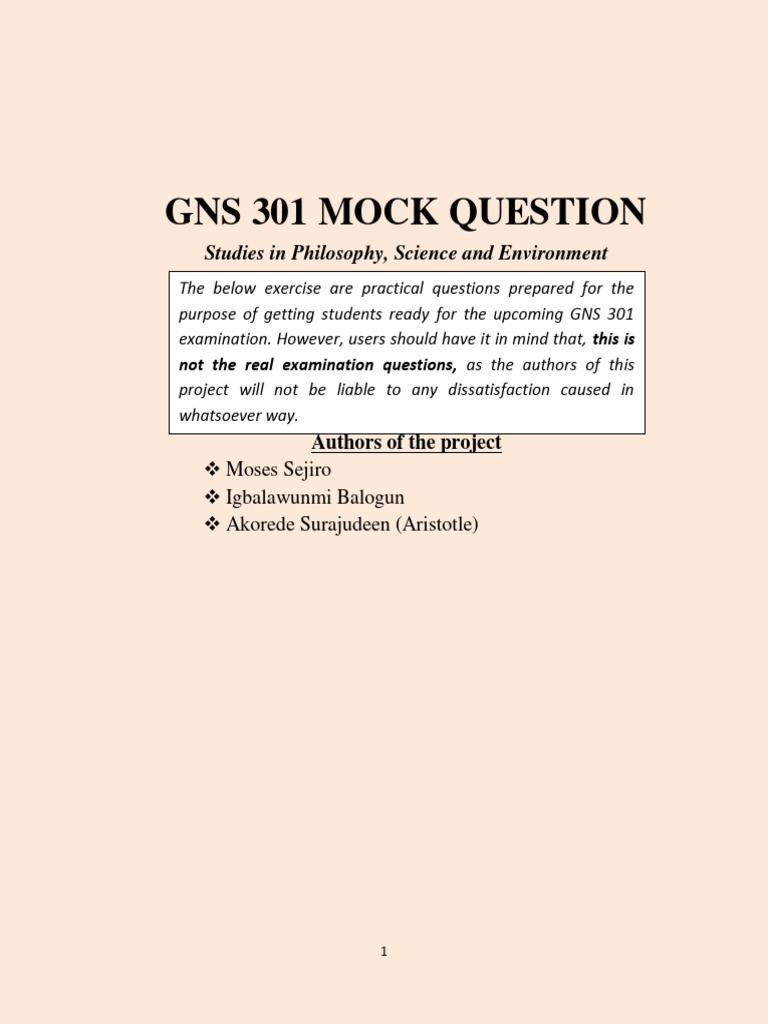 GNS 301 Mock Questions | PDF | Rationalism | Epistemology