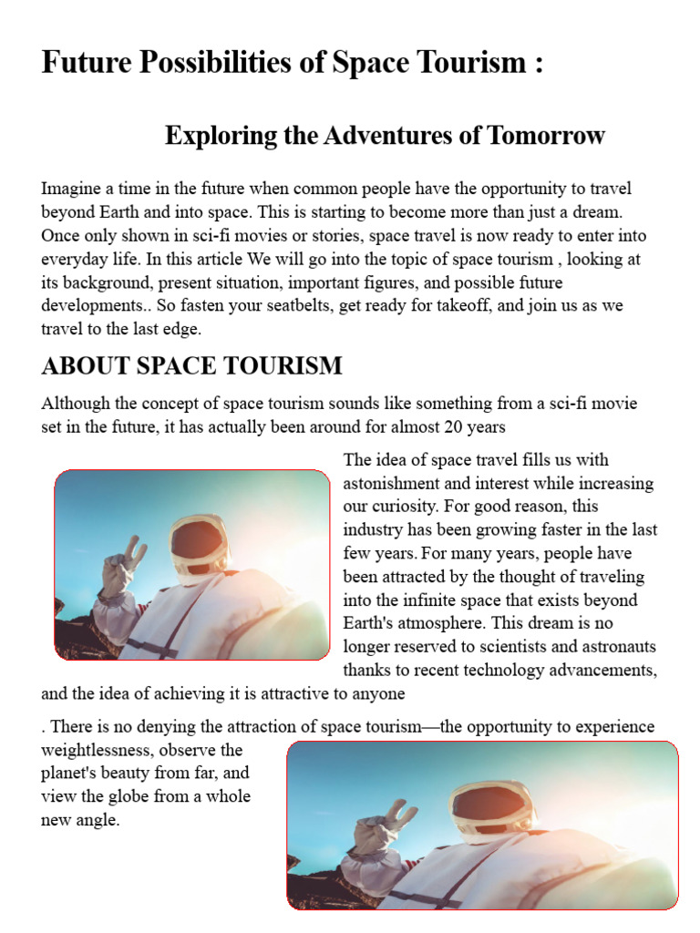 Future of Space Tourism Adventures | PDF | Outer Space | Tourism