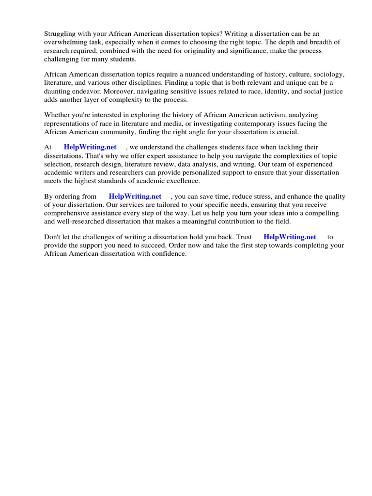 African American Dissertation Help | PDF | Thesis | Http Cookie