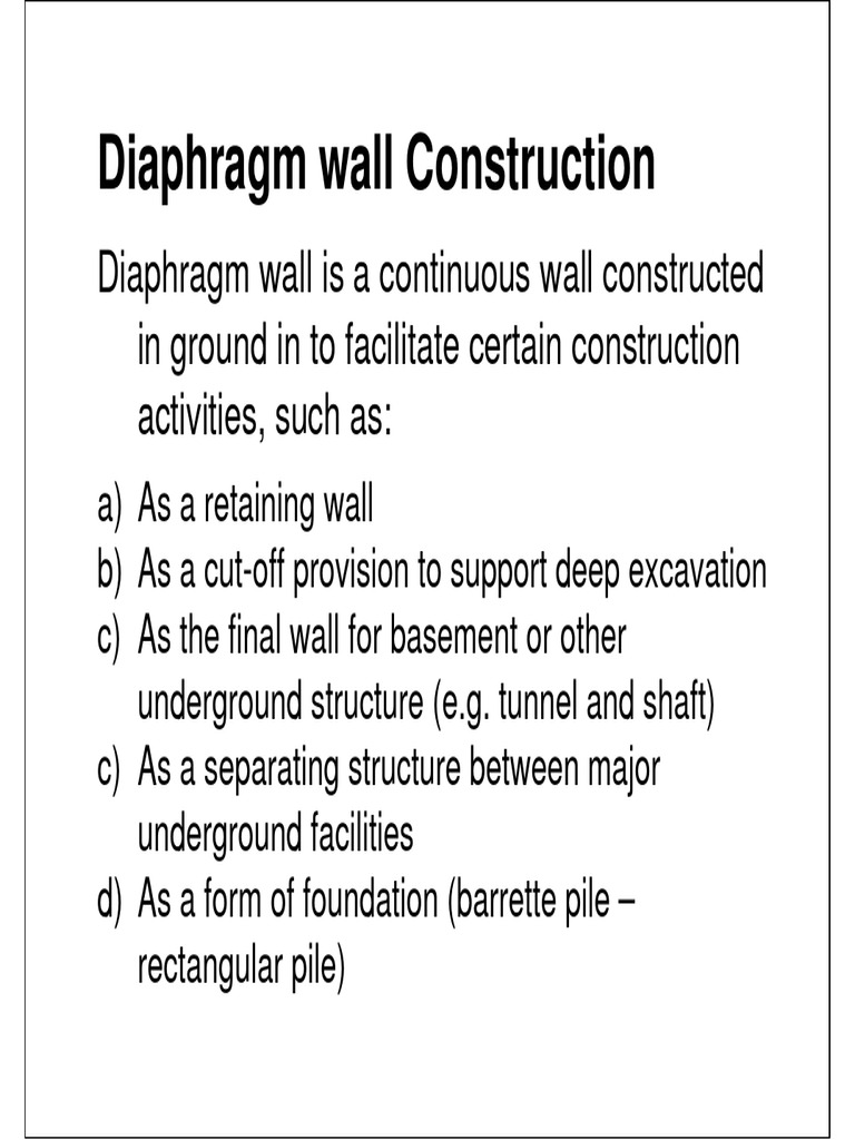 Breif Explanation Bout Diaphragm Wall | PDF | Deep Foundation ...