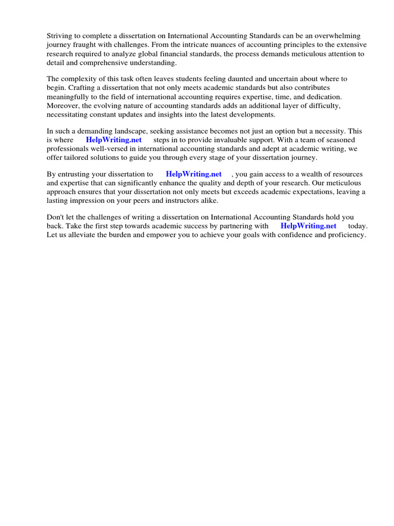 Dissertation On International Accounting Standards | PDF ...