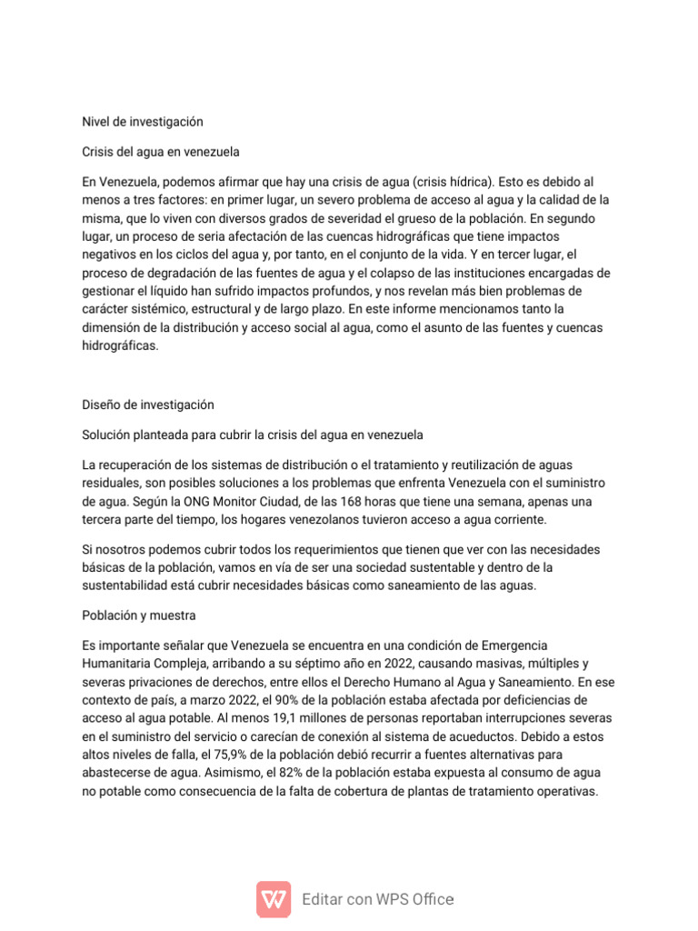 Crisis Del Agua en Venezuela | PDF | Agua | Saneamiento