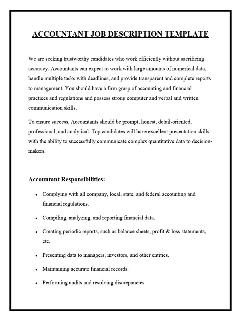 Accountant Job Description Template | PDF
