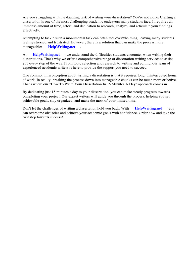 How To Write Your Dissertation in 15 Minutes A Day | PDF | Thesis | Essays