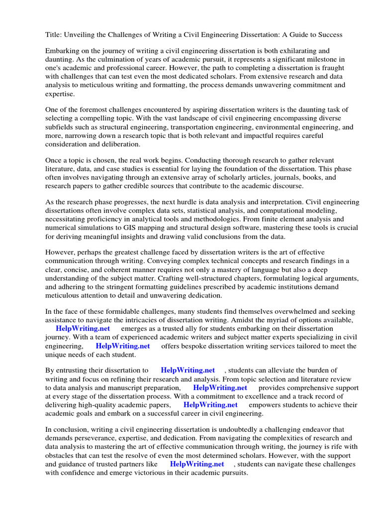 Civil Engineering Dissertation Guide | PDF | Thesis | Engineering