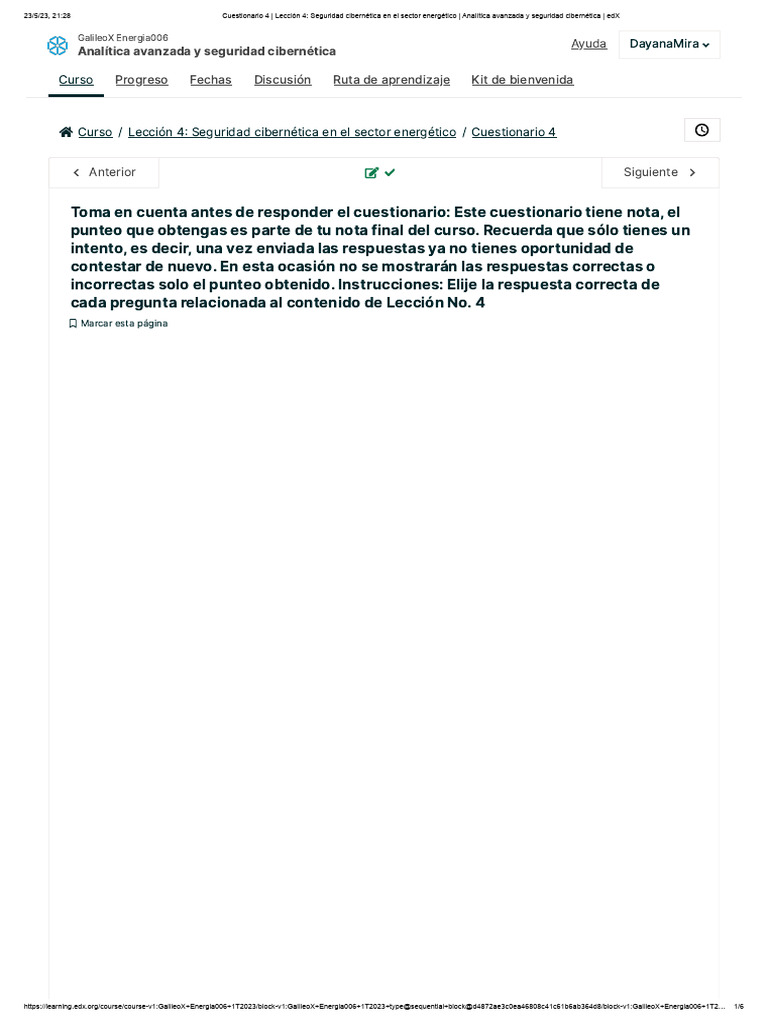 Cuestionario 4 - Lección 4 - Seguridad Cibernética en El Sector ...