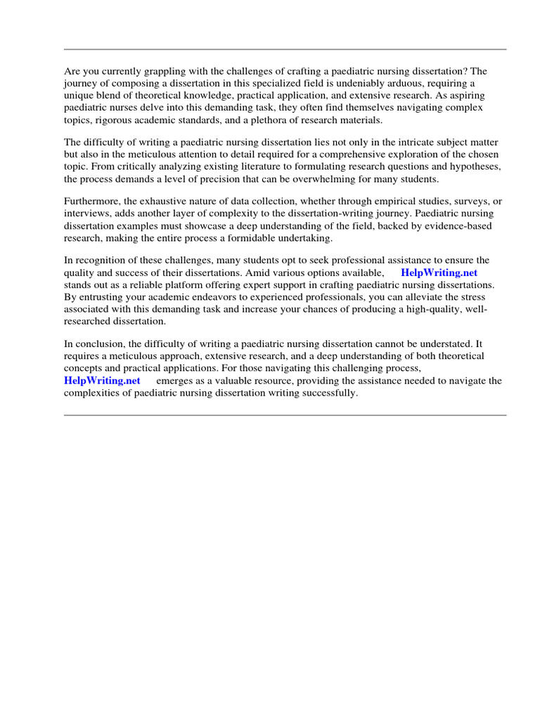 Paediatric Nursing Dissertation Examples | PDF | Nursing | Palliative Care