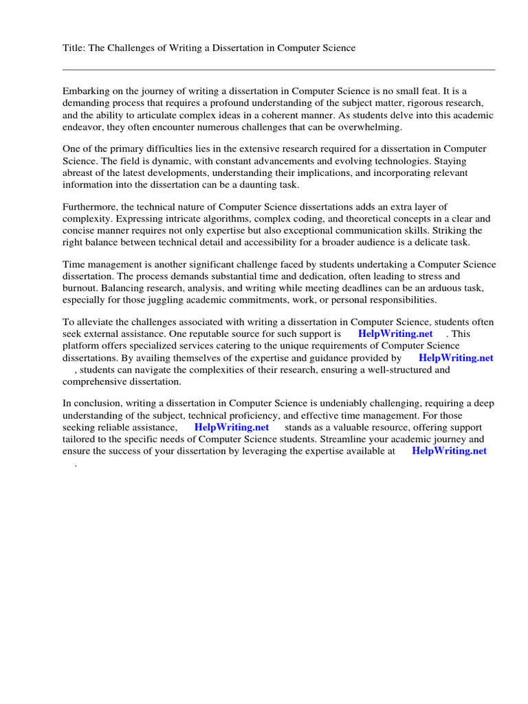 Dissertation Computer Science Example | PDF | Science | Thesis
