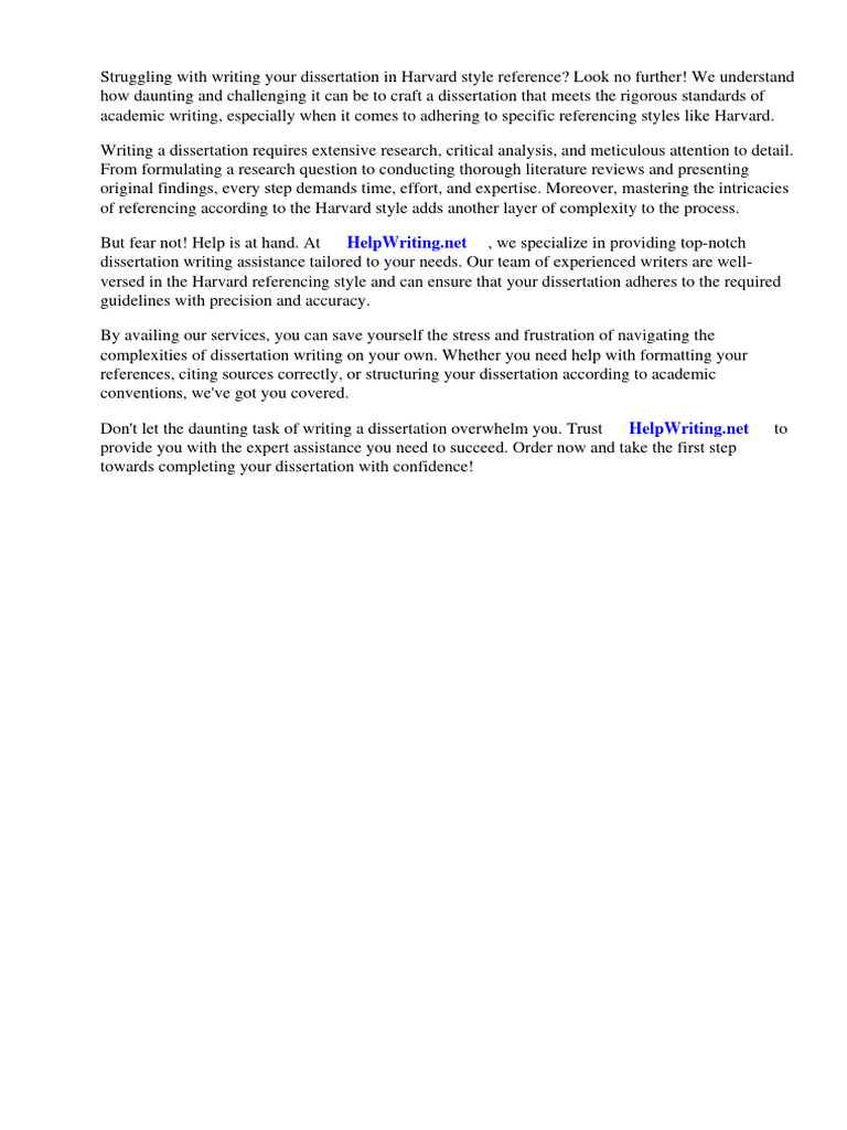 Dissertation Help: Harvard Style | PDF | Citation | Thesis