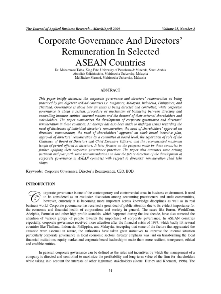 Director's Remuneration Asia | PDF | Corporate Governance | Option (Finance)