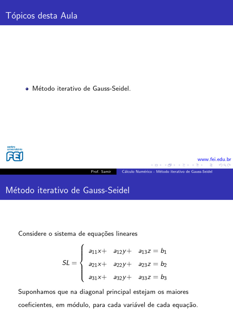 Método Iterativo de Gauss-Seidel. | PDF | Equações | Matemática da ...