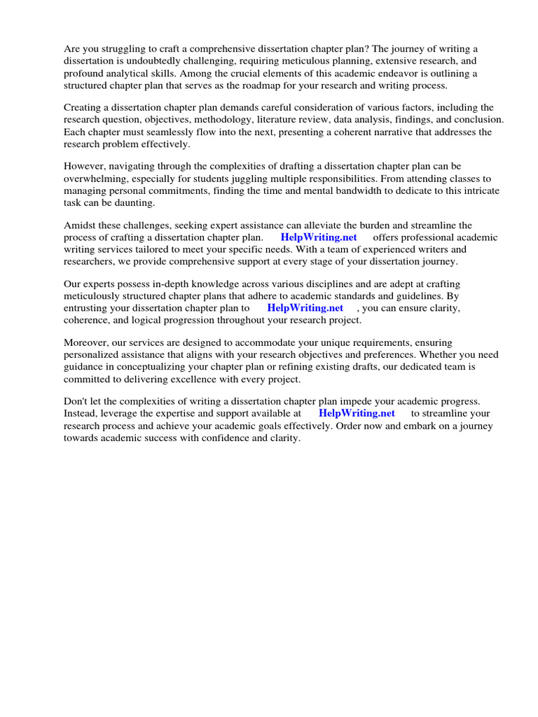 How To Write A Dissertation Chapter Plan | PDF | Thesis | Methodology