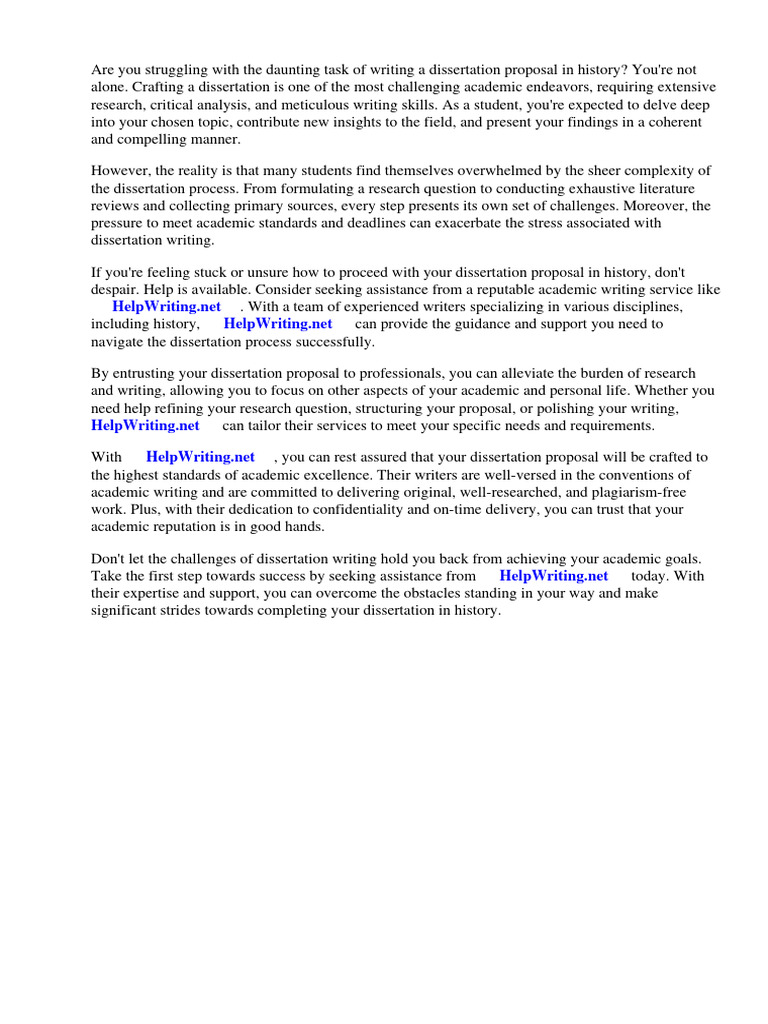 Sample Dissertation Proposal History | Download Free PDF | Thesis