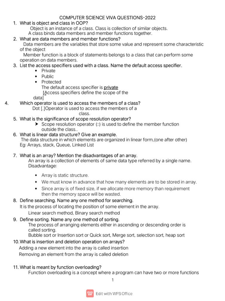 Iipuc Computer Science Viva Questions-2022 | PDF | Sql | Databases