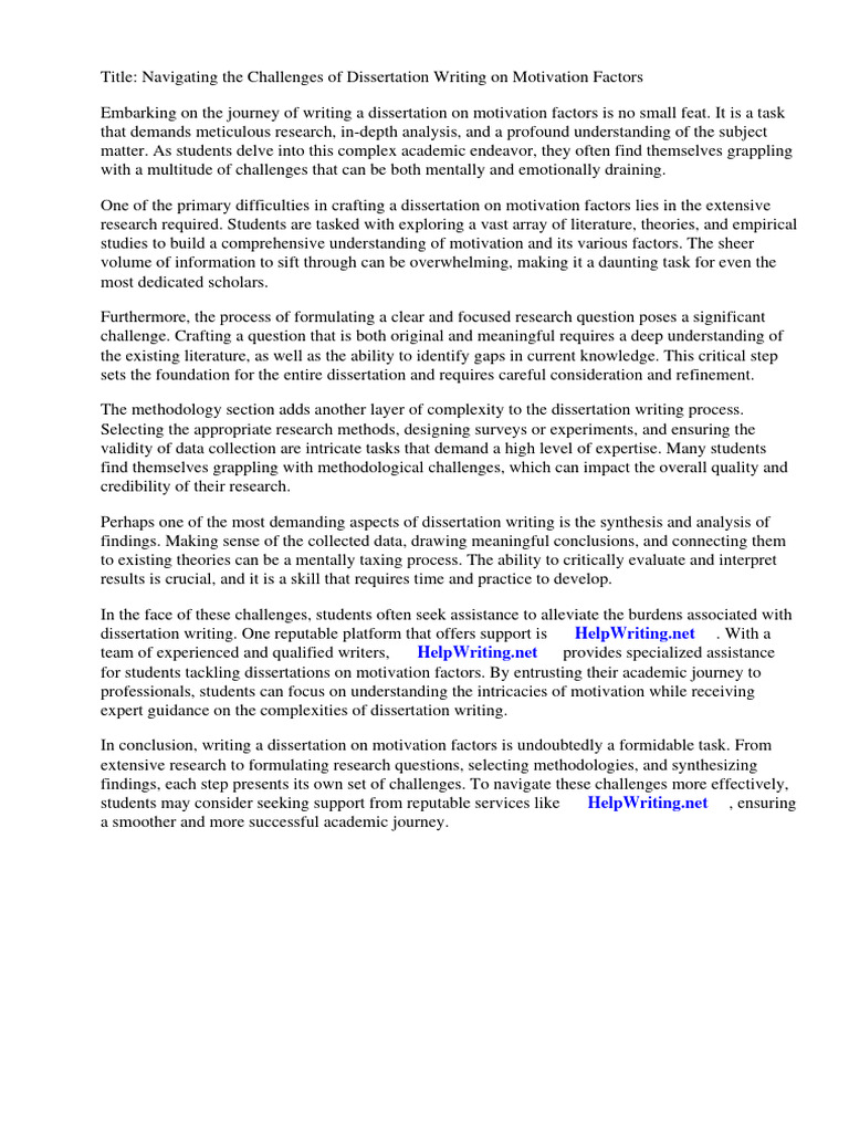 Dissertation Writing Challenges | PDF | Motivation | Motivational