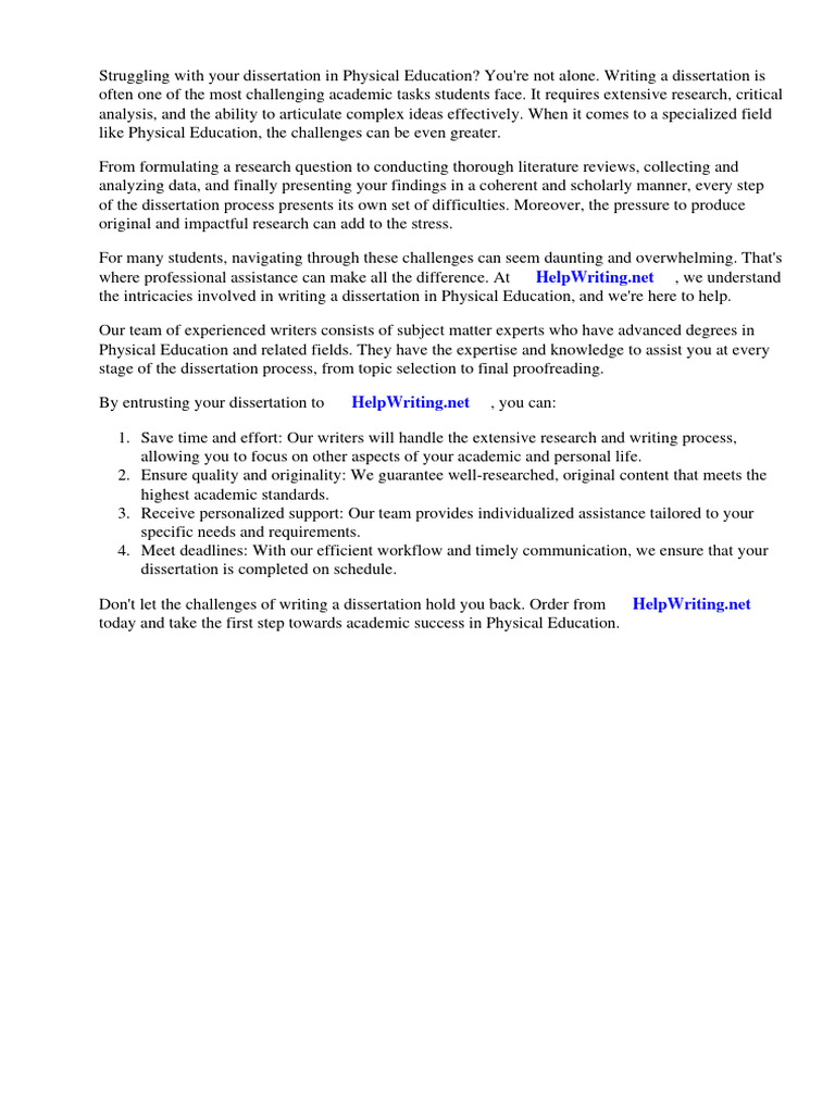 Dissertation Physical Education | PDF | Physical Education | Physical Fitness