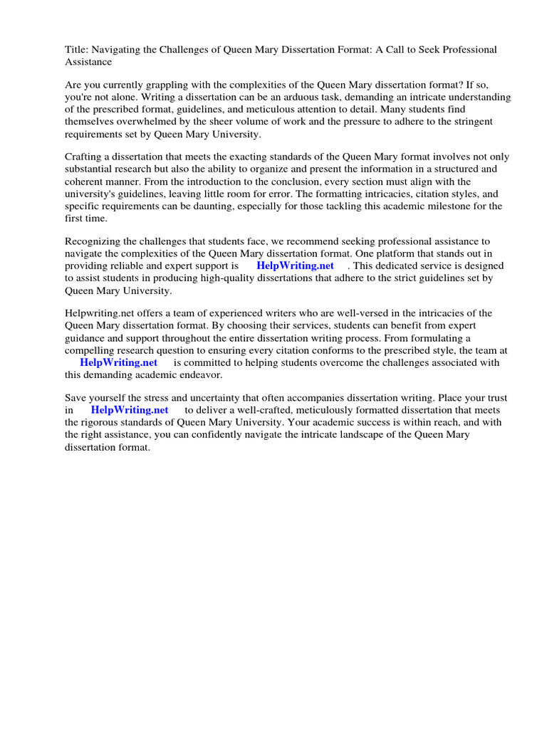 Queen Mary Dissertation Format | PDF | Thesis