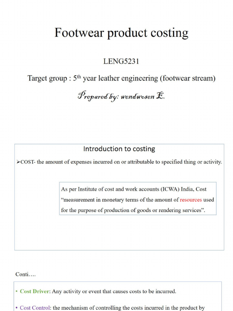 Footwear Costing Classifications Guide | PDF