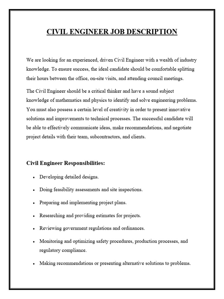 Civil Engineer Job Description | PDF