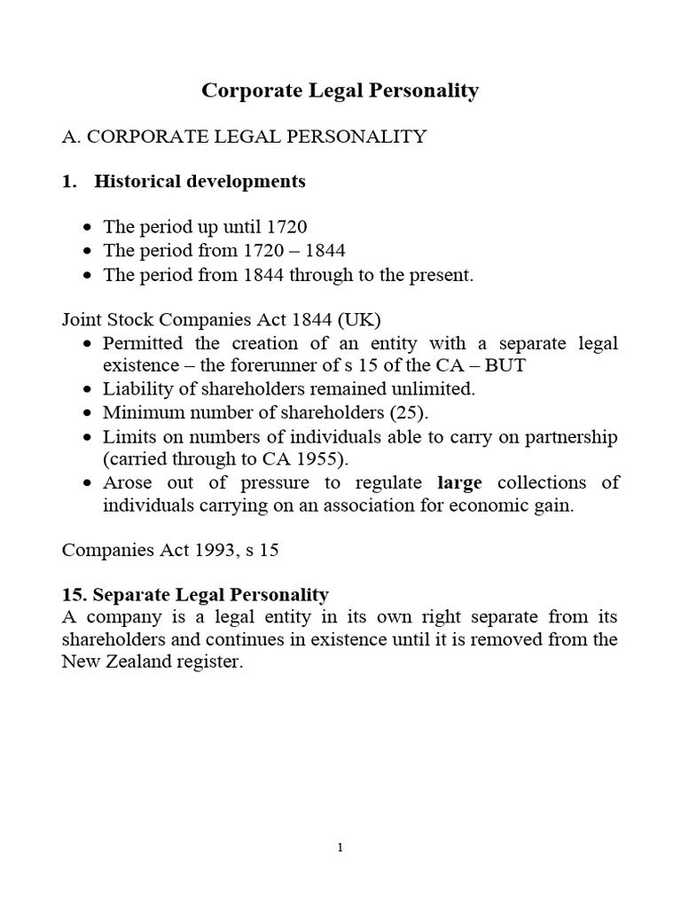Corporate Personality Slides | Download Free PDF | Legal Liability ... Corporate Personality Slides | Download Free PDF | Legal Liability ...