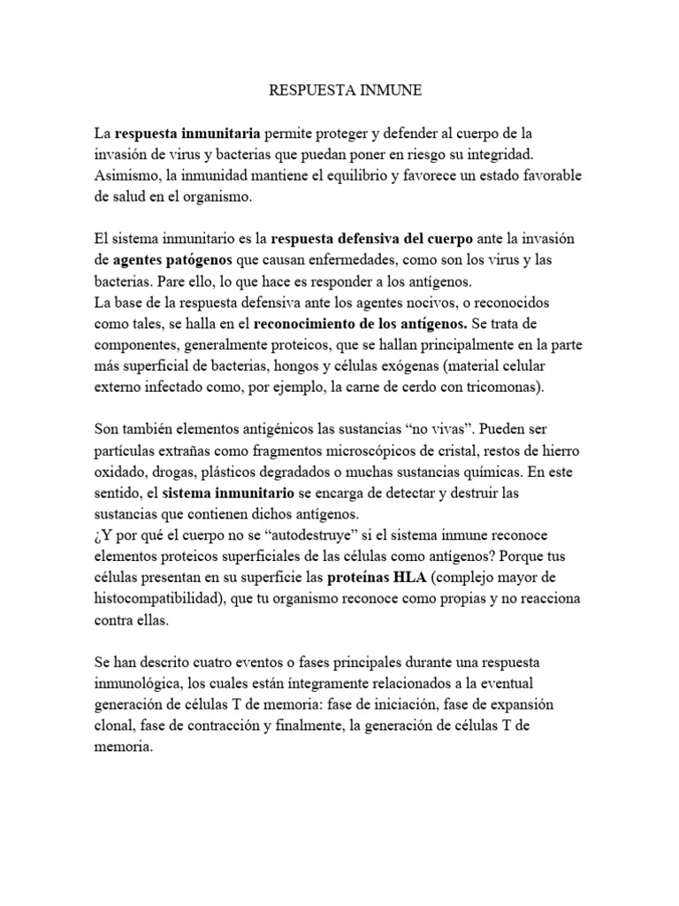 Respuesta Inmune | PDF | Sistema inmune | Antígeno