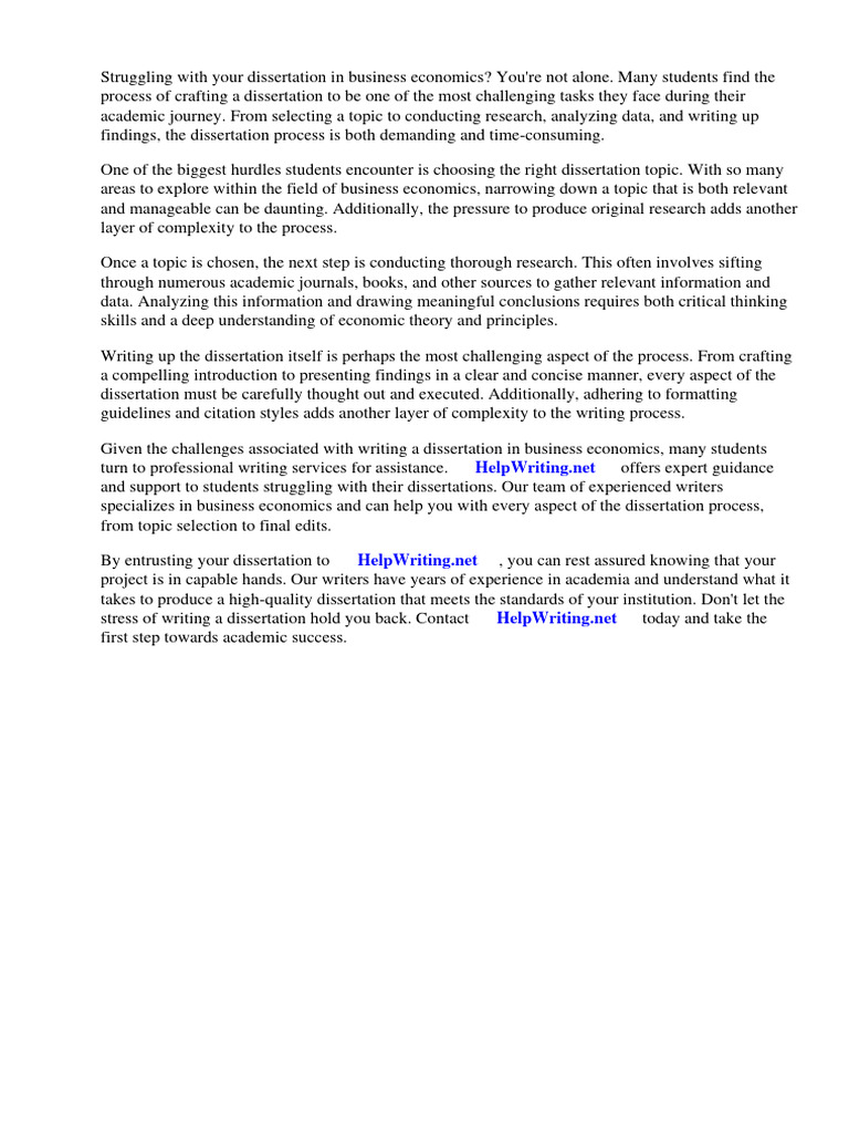 Dissertation Topics in Business Economics | PDF | Economics | Thesis