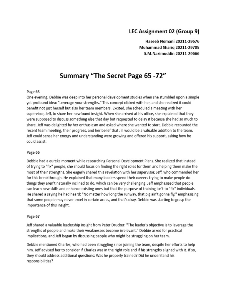 The Secret x Summary | PDF | Leadership | Learning