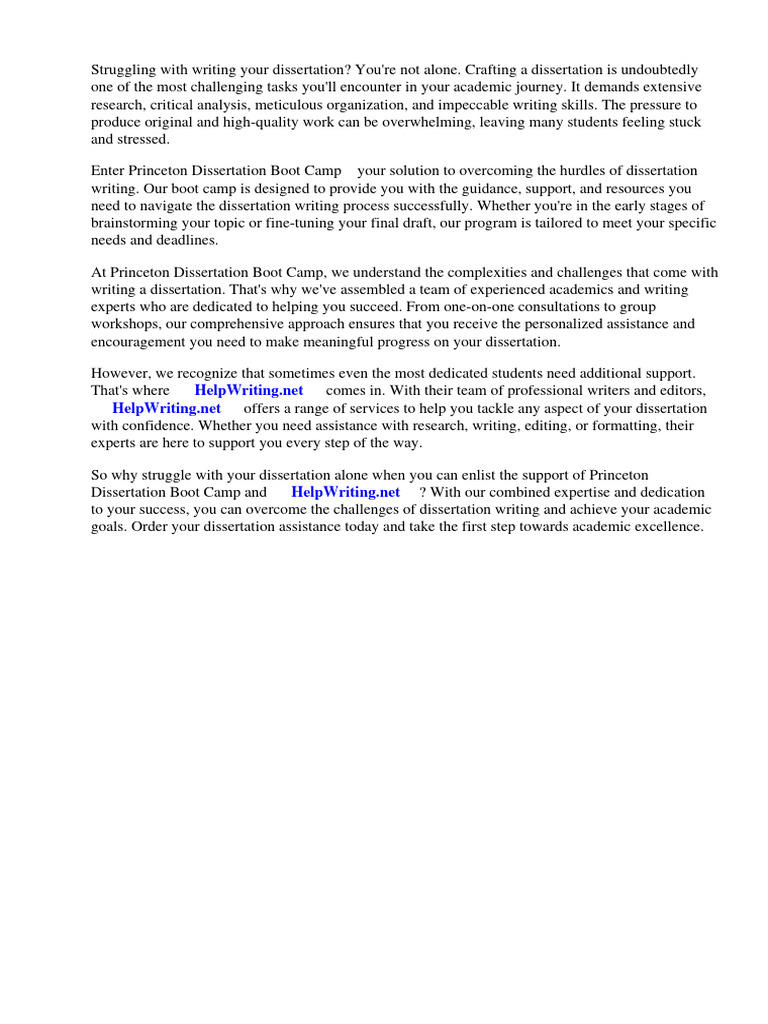 Princeton Dissertation Boot Camp | PDF | Thesis | Doctor Of Philosophy