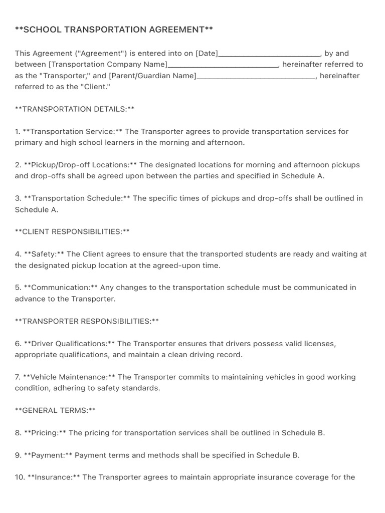 School Transportation Agreement | PDF | Justice | Crime & Violence