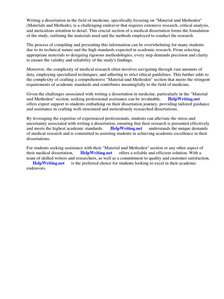 Material Und Methoden Dissertation Medizin | PDF | Thesis | Methodology