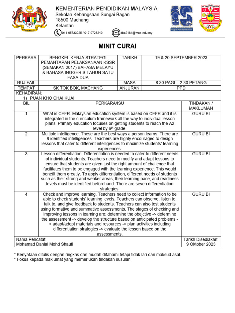Minit Curai SKSB 2023 | PDF