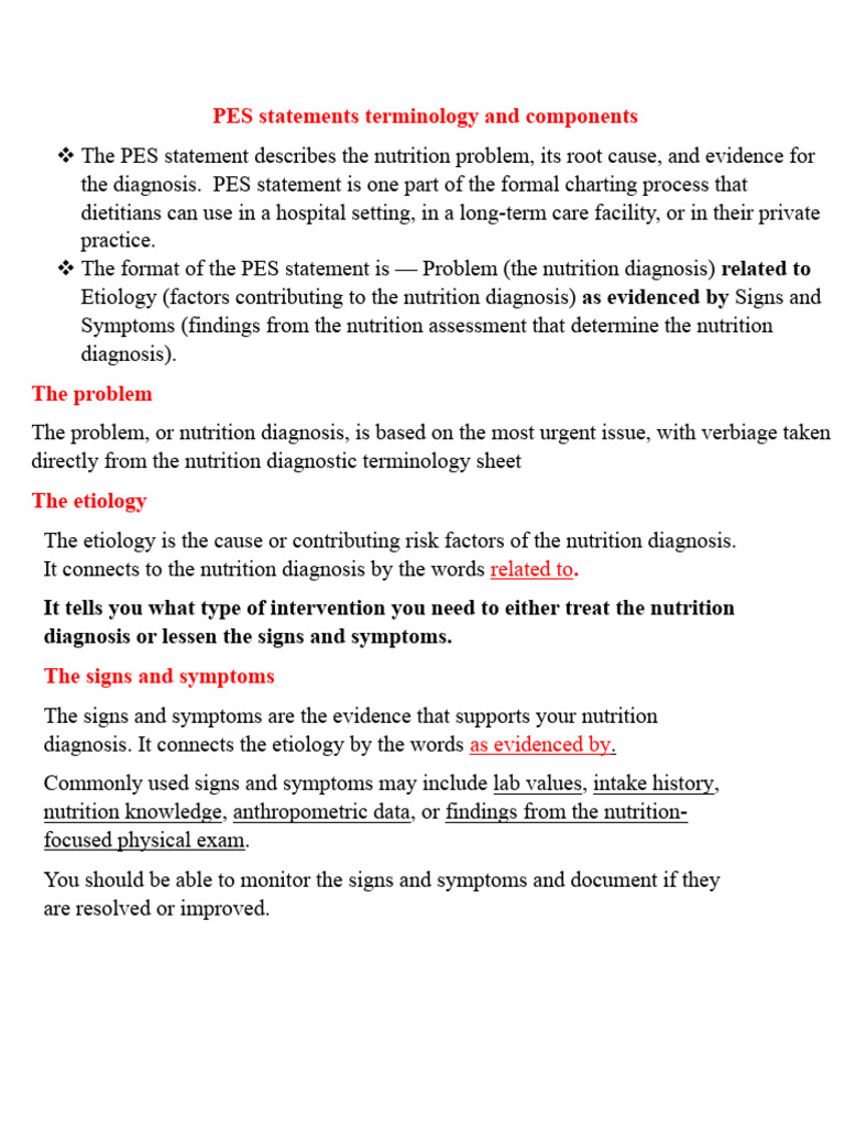 PES Statements | PDF | Medical Diagnosis | Weight Loss