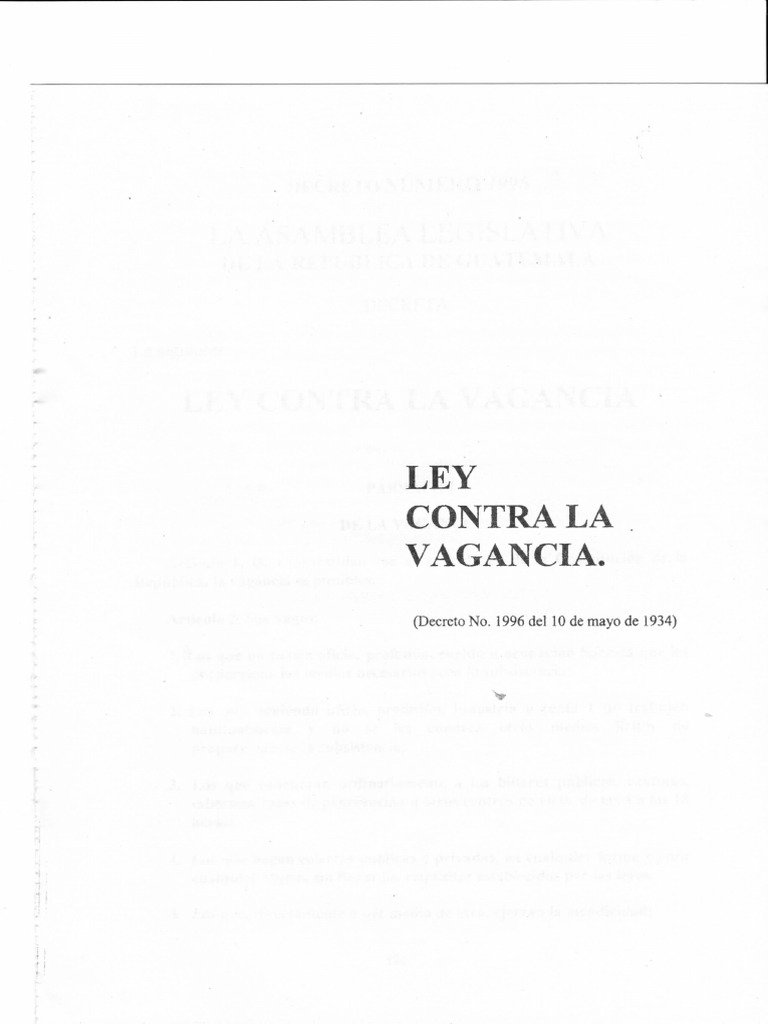 Ley Contra La Vagancia | PDF