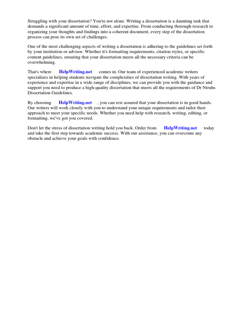 NTRUHS Dissertation Writing Support | PDF | Thesis | Essays