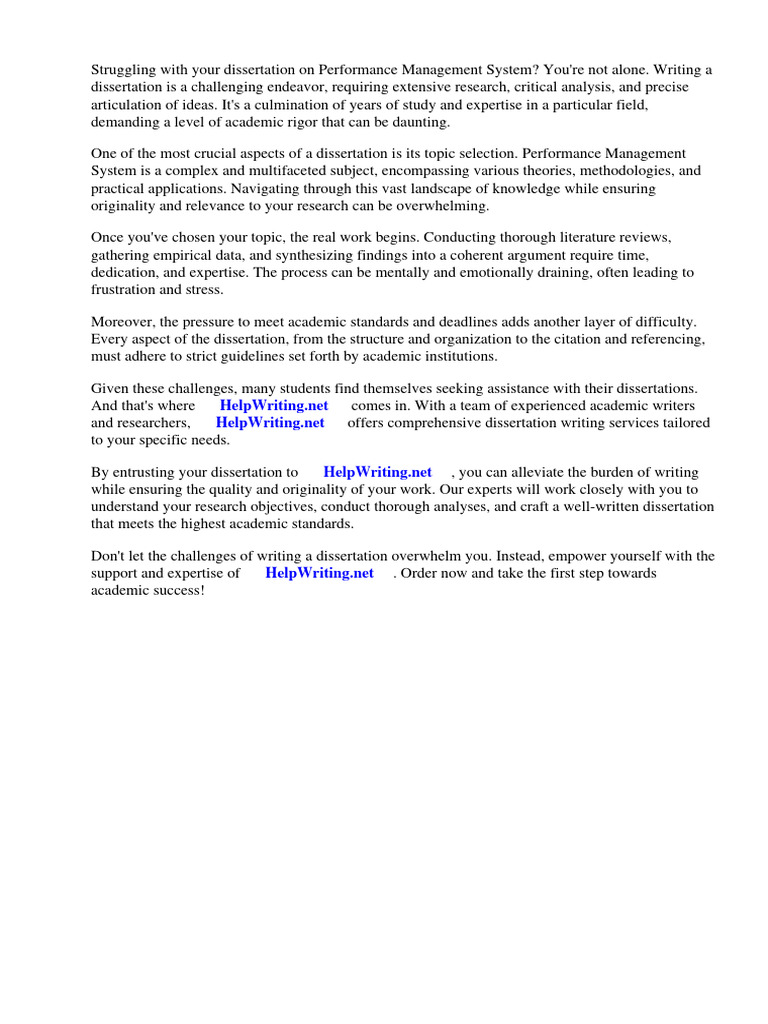 Dissertation Report On Performance Management System | PDF ...