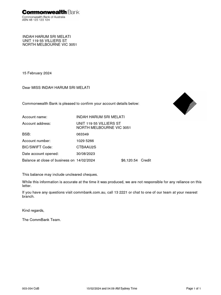 Bank Reference Letter | PDF | Finance & Money Management | Law